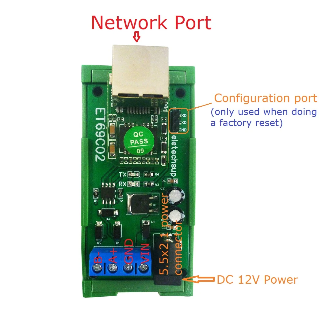 1-to-8 Ethernet RS485 Converter Board - Modbus TCP/RTU Compatible (PCB ...