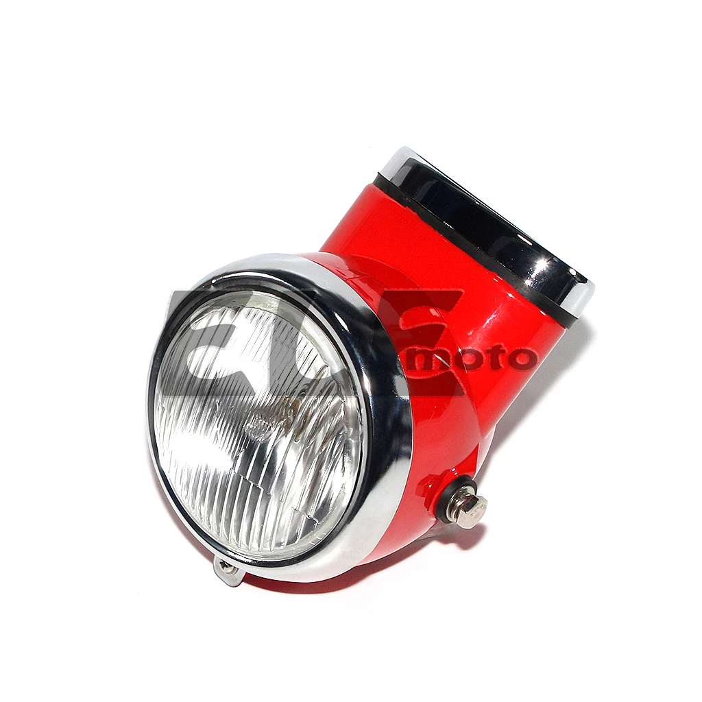 Motorcycle-Headlight-Headlamp-With-Speedometer-Red-Plastic-Housing-For ...