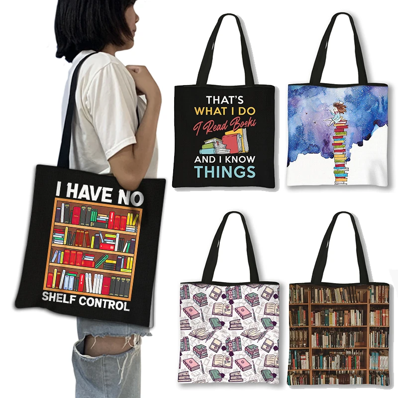 Librarian Books Lover Print Shopping Bag I Have No Shelf Control Totes ...