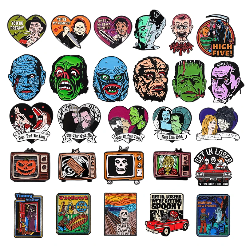 Classic Horror Movies Character Role Series Enamel Pins Halloween Punk ...