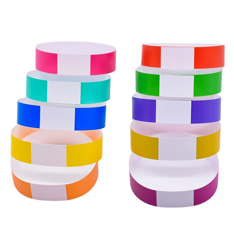 100pcs-Party-Paper-Bracelet-Synthetic-Paper-Plastic-Wristbands-Sticky ...