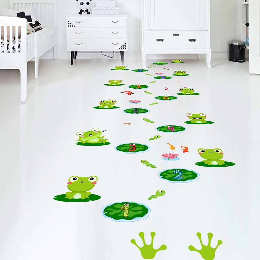 Children-s-Cartoon-Jumping-House-Lotus-Leaf-Frog-Ground-Sticker-Cute ...