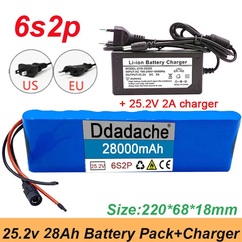 NEW-Rechargeable-lithium-battery-6S2P-25-2V-28AH-18650-high-quality-24V ...