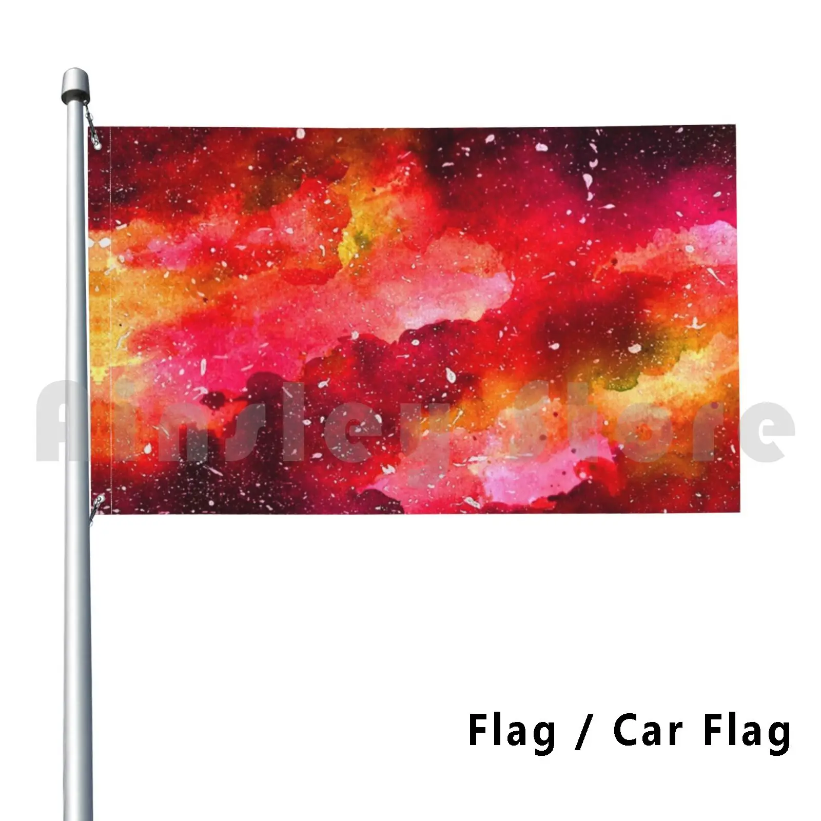 Fireball-Flag-Car-Flag-Funny-Fire-Red-Watercolor-Stars-Galaxy-Space ...