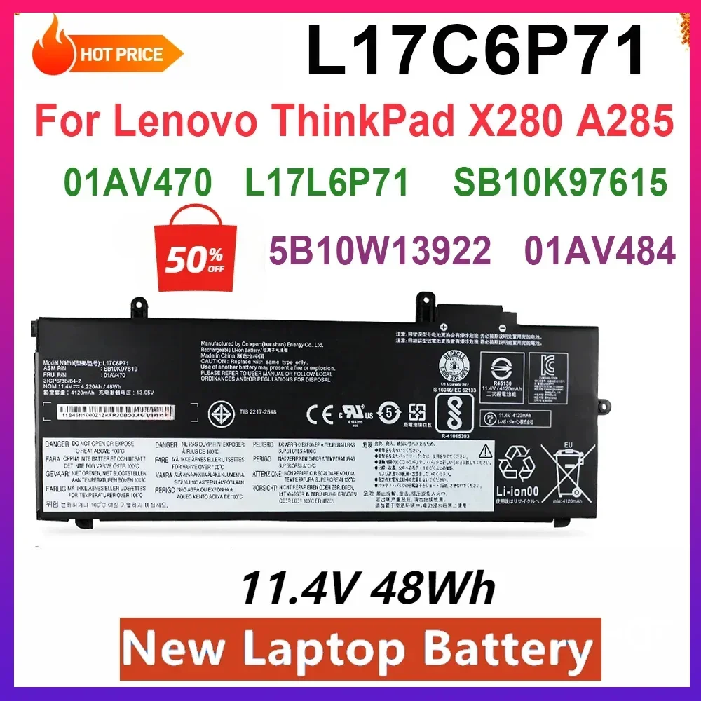 New L17C6P71 Laptop Battery for Lenovo ThinkPad X280 A285 Series ...