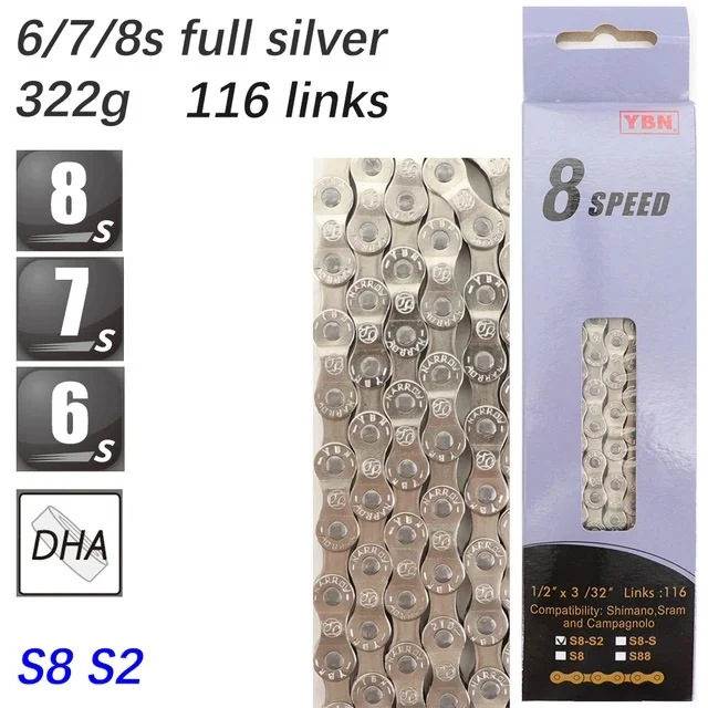 YBN Bike Chain 10 11 12 speed SLA silver hollow gold oil slick Titanium ...