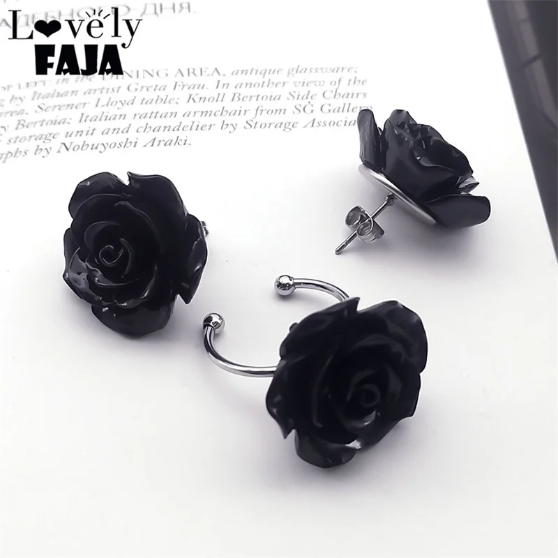 Gothic-Black-Rose-Flower-Stud-Earrings-Women-Stainless-Steel-Goth-Black-Rose-Earring-Victorian ...