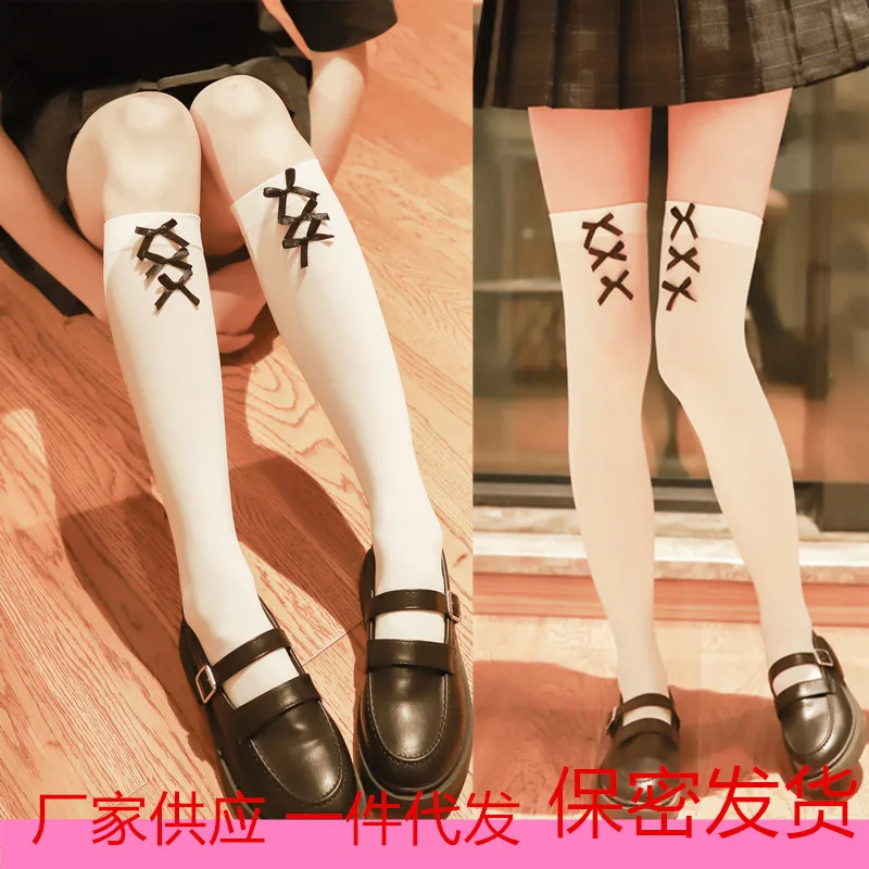 INS-Japanese-High-Elastic-Velvet-Bow-Calf-Two-Way-Wear-Bunching-Socks ...