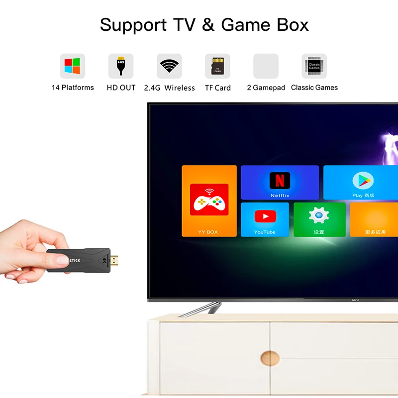 64G-Tolex Console de jeu vidéo rétro Y3, 4K HD, Game Stick, RK3228A ...