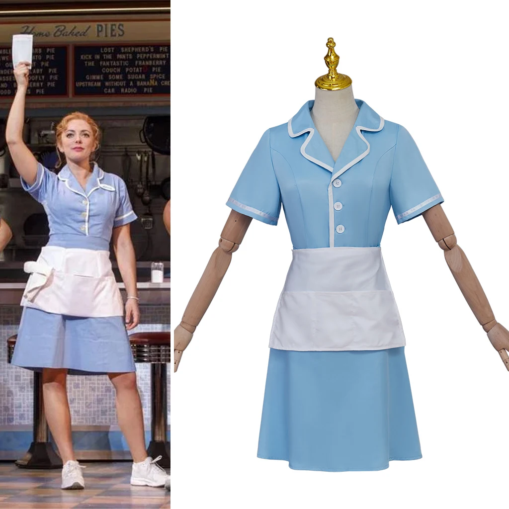 The-Musical-Waitress-Jenna-Cosplay-Costume-Blue-Maid-Dress-with-Apron ...