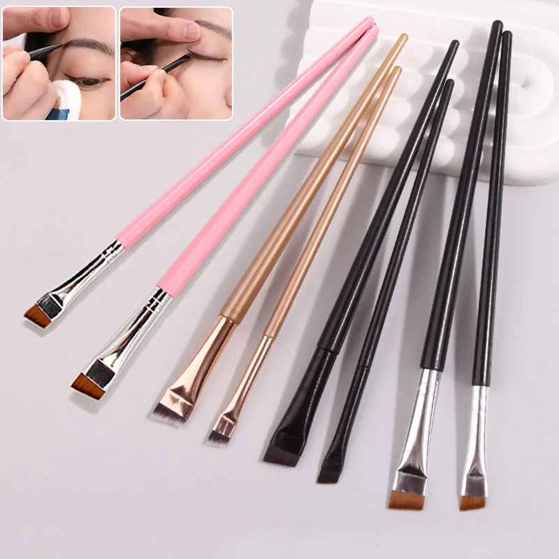 Professional Eyebrow Eyeliner Brushes Soft Angled Blade Thin Flat ...