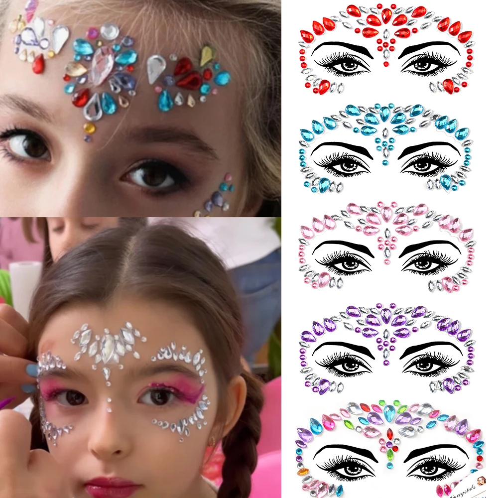 1Pc 5D Bling Diamond Children's Face Sticker Colorful Glitter Crystal ...