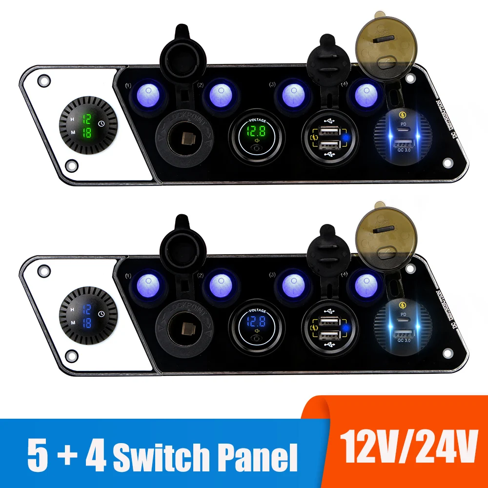 24V-12V-Switch-Panel-Lights-Toggle-Car-Power-Adapter-USB-Charger-3-0 ...