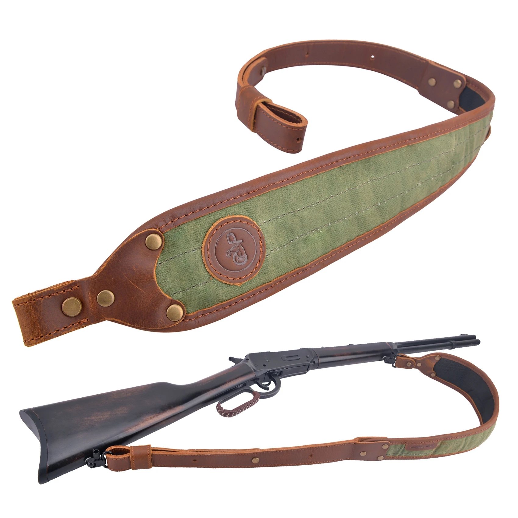 Canvas-Gun-sling-Leather-Rifle-sling-Shotgun-Shoulder-Strap-Gun-Belt ...