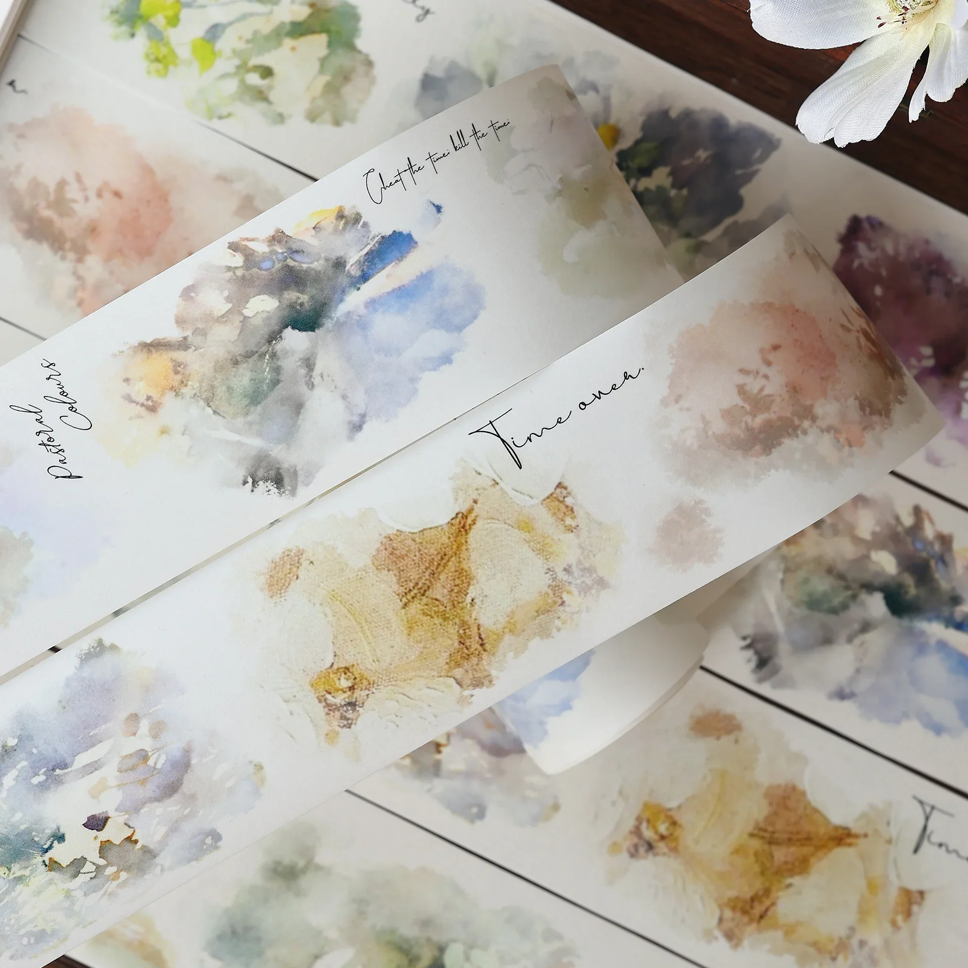 Color Imprint Light Retro Smudge Base Washi PET Journalbook Sticker ...