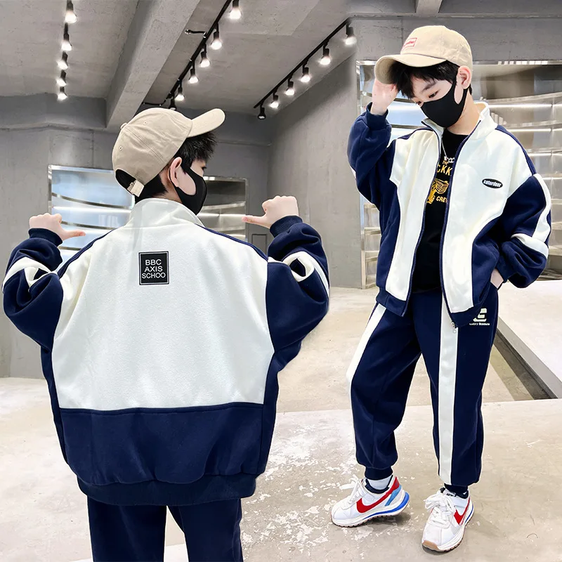 Spring-Autumn-Boys-Contrast-Alphabet-Zip-Sweatshirt-Jacket-Sweatpant ...