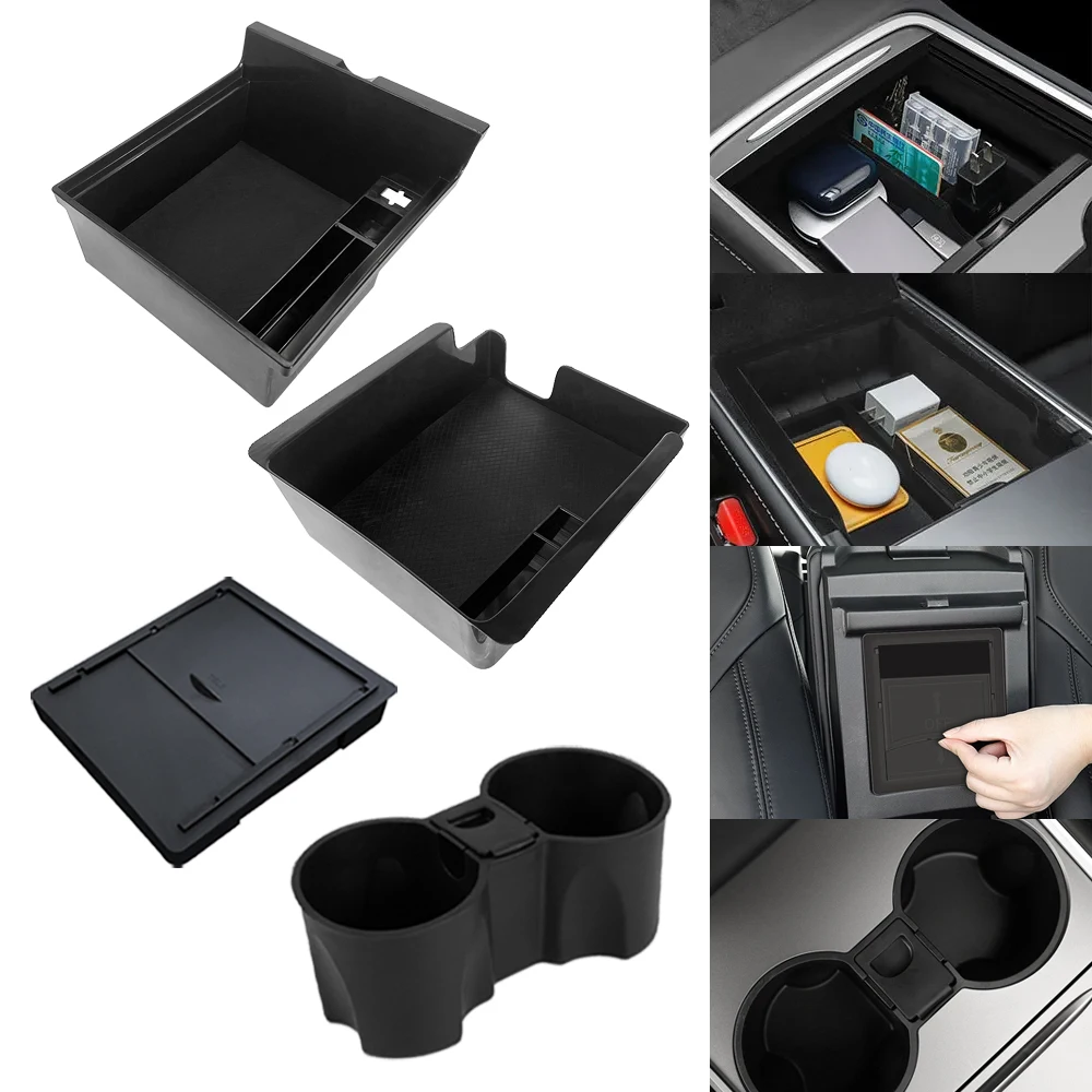 For-Tesla-Model-3-Y-Hidden-Storage-Box-Car-Center-Console-Armrest-Front ...
