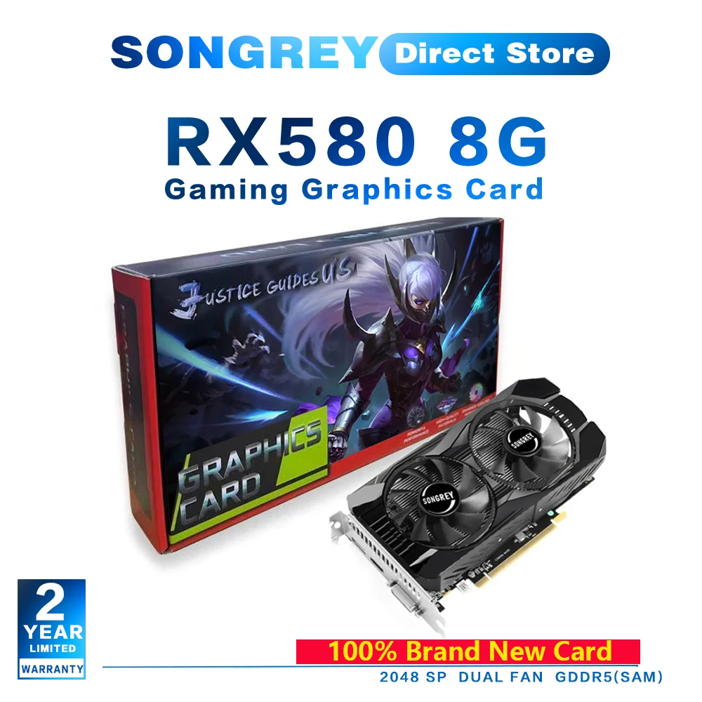 SONGREY Graphics Cards RX 580 2048SP GDDR5 GPU 2048 Mining Shaders ...