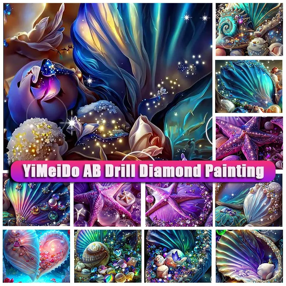YiMeido DIY 5D AB 다이아몬드 페인팅 조개 불가사리 전체 모자이크 Diy 다이아몬드 자수, 풍경 그림 라인석 홈 장식| | - AliExpress