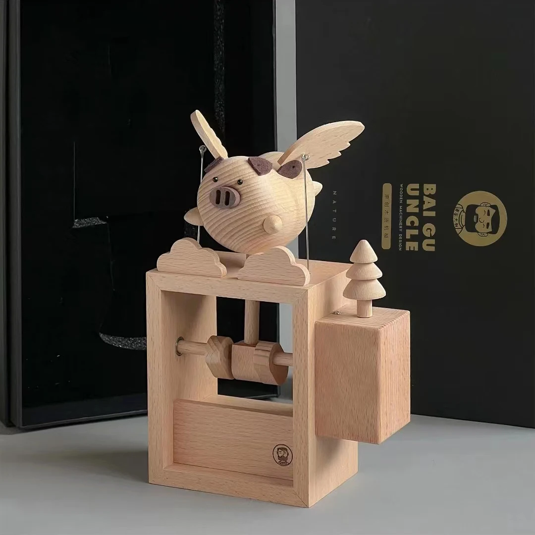 Wooden-Automata-Electric-Toy-Flying-Pig-Home-Decoration-Birthday ...