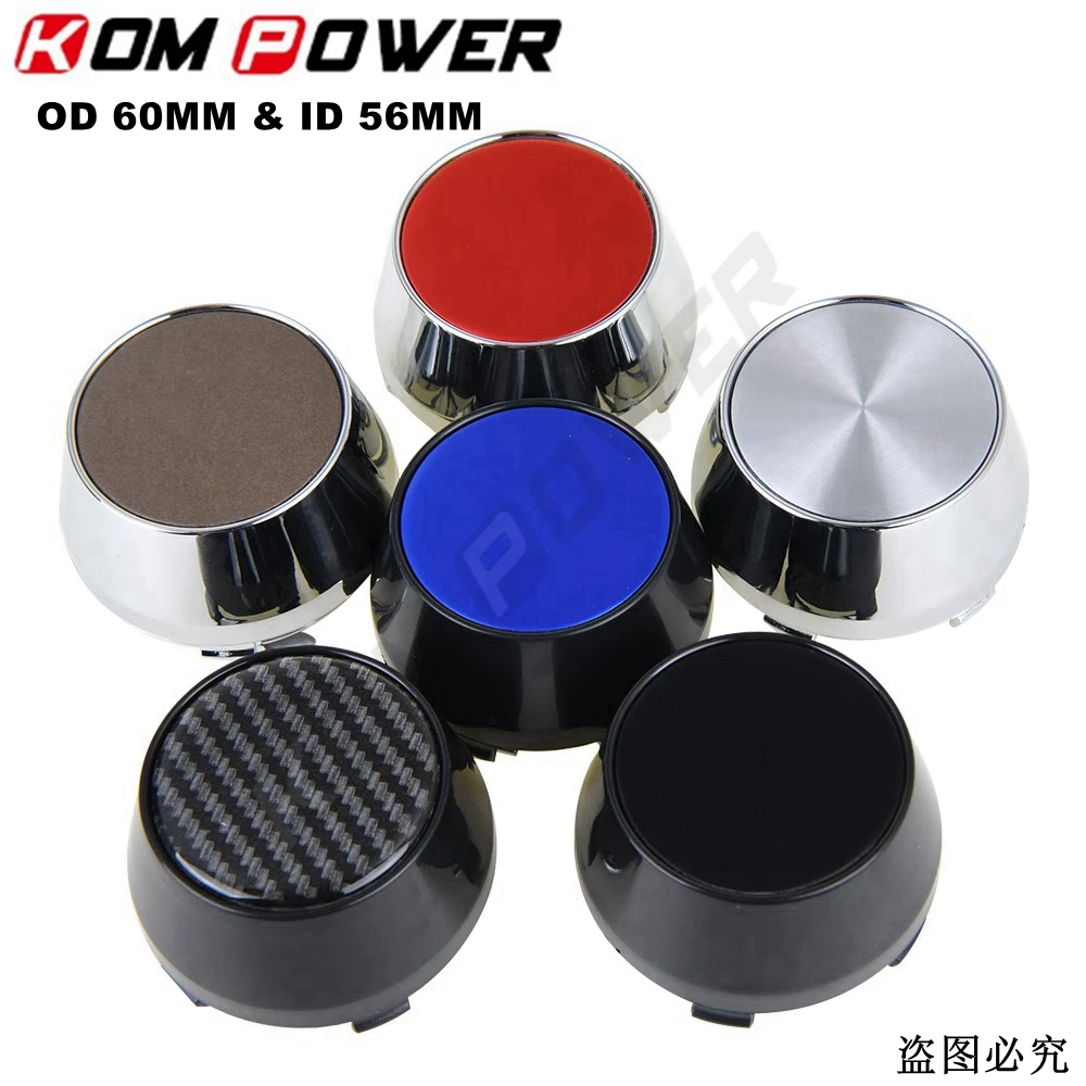 4PCS-60MM-OD-56MM-ID-Center-Rim-Cap-No-Logo-Silver-Red-Carbon-Fiber ...
