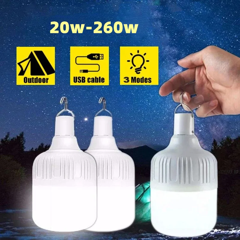 30-260w Portable Tent Lamp Battery Lantern Camping Light Outdoor Bulb ...