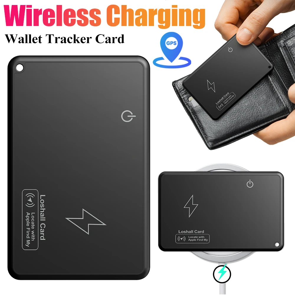 Wireless Charger Charging Tracking Card Wallet GPS Locator Smart Mini ...