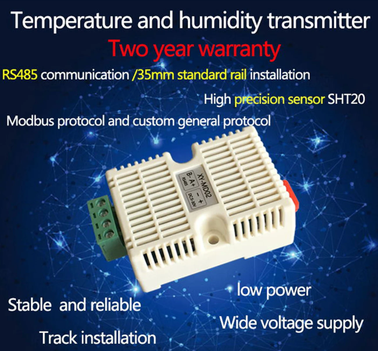 XY-MD02 Temperature And Humidity Transmitter Detection Sensor Module Modbus SHT20 Temperature ...