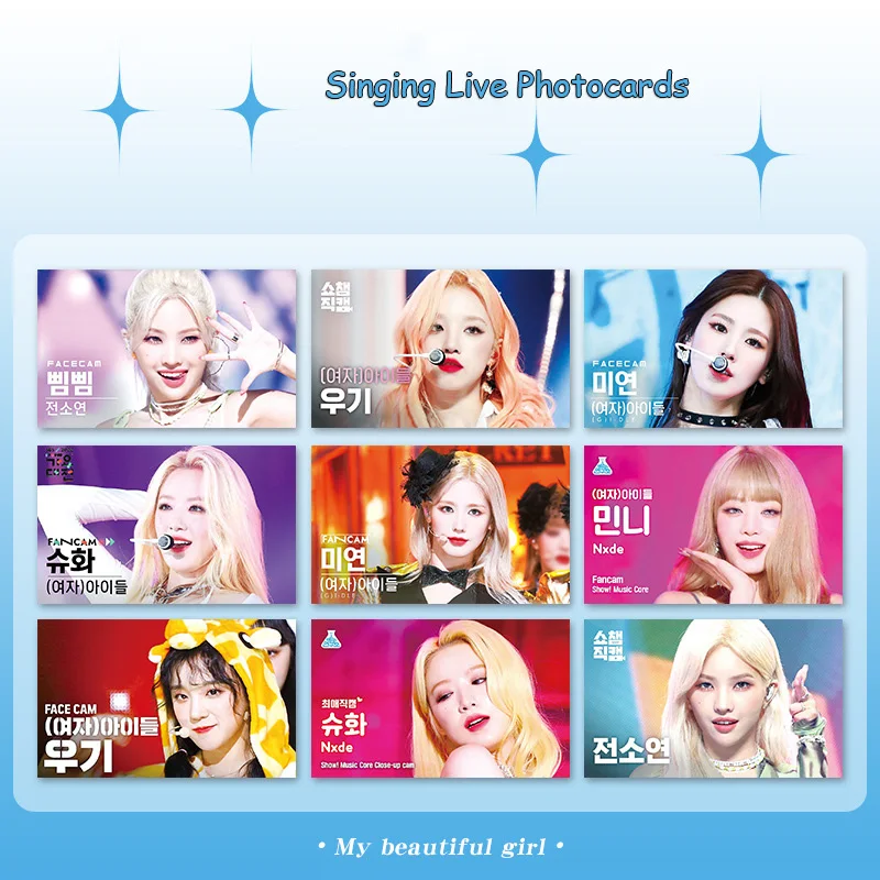 7PCS-Glitter-Singing-Live-Kpop-Photocards-GIDLE-Yuqi-I-Feel-Soyeon ...