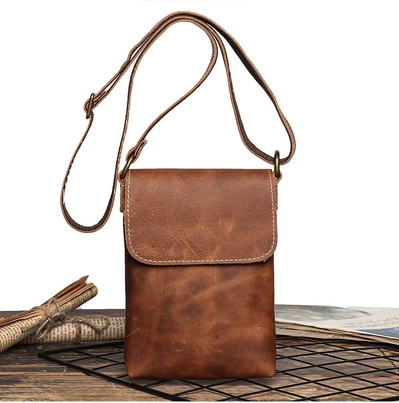 Genuine-Leather-Cellphone-Pouch-With-Shoulder-Strap-Men-Women-Shoulder-Bag-Small-Crossbody-Bag ...
