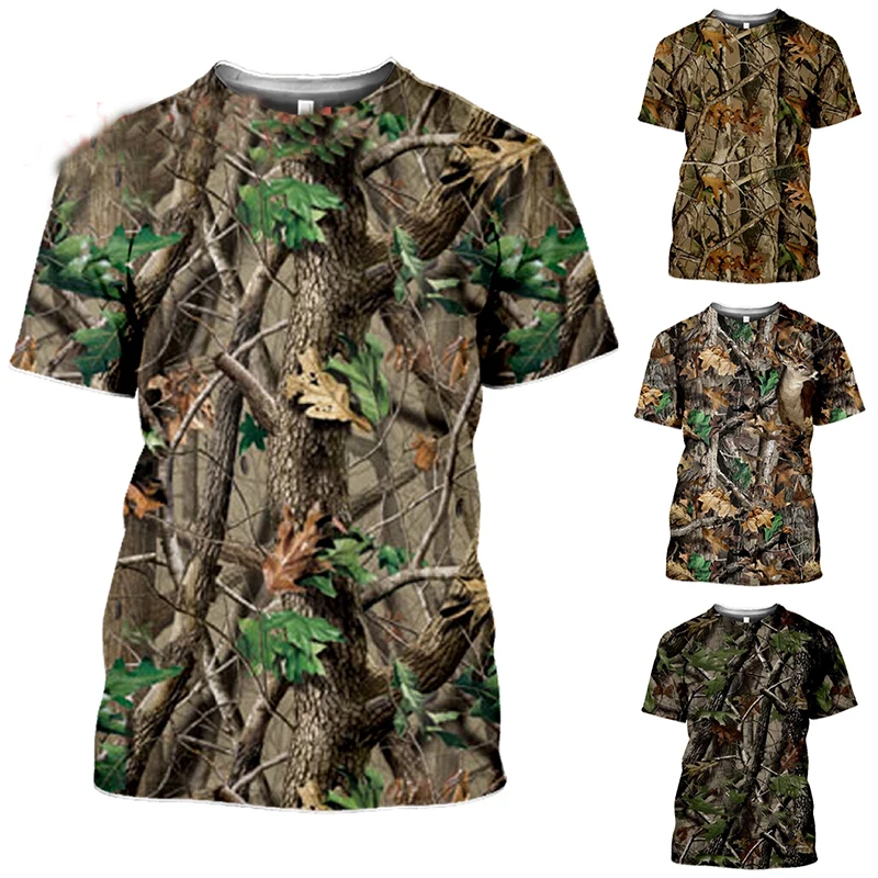 New-Summer-Men-s-Forest-Camouflage-Hunting-T-shirt-Breathable-Top-3d ...