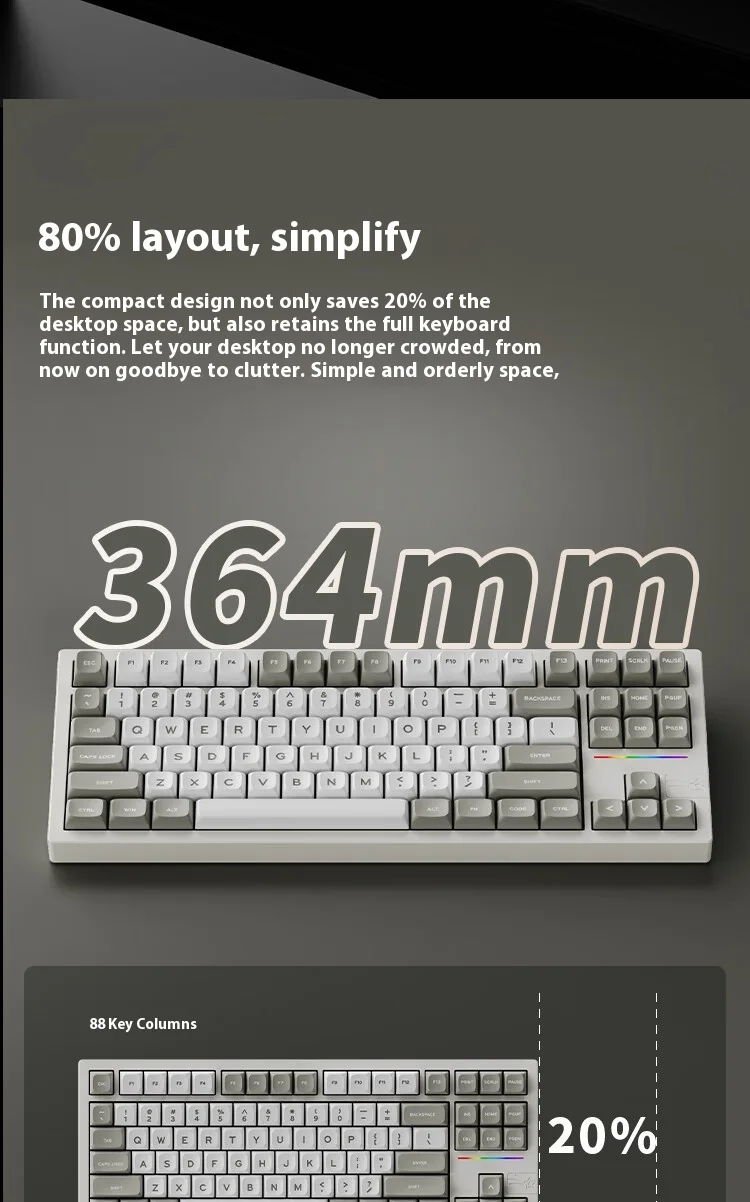 VTER Galaxy80 Pro Gasket Structure 88 Keys Mechanical Keyboard ...