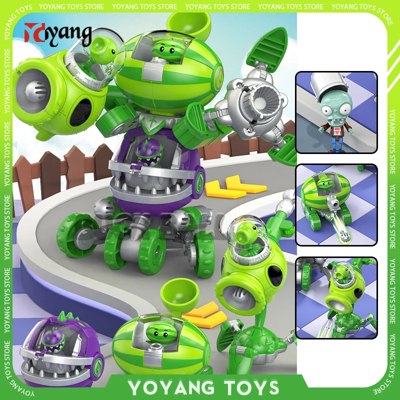 Figura de acción Original Plants Vs.zombies, asiento transformable, figura de acción compuesta ...