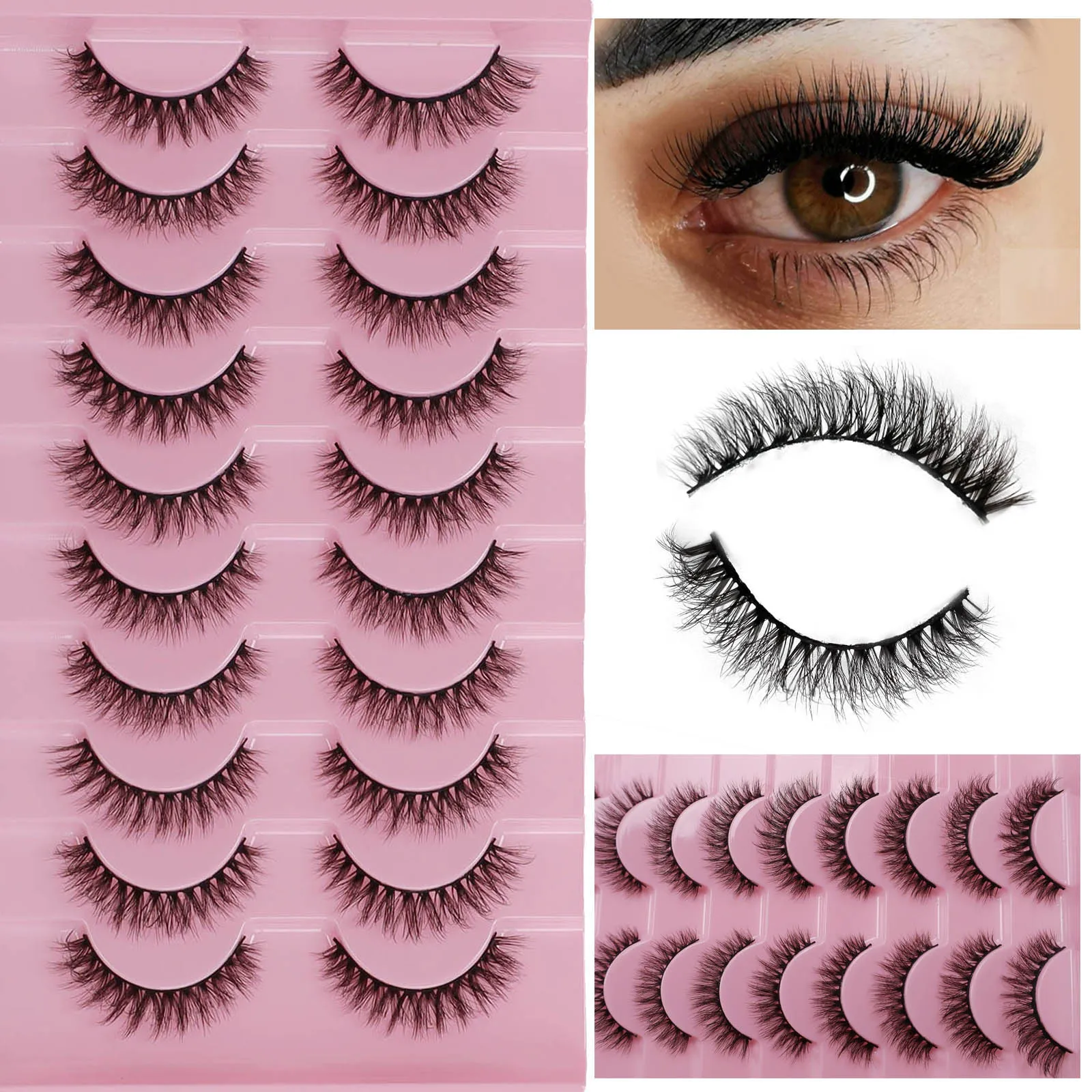 10 pairs of European and American fake eyelashes with explosive hair ...