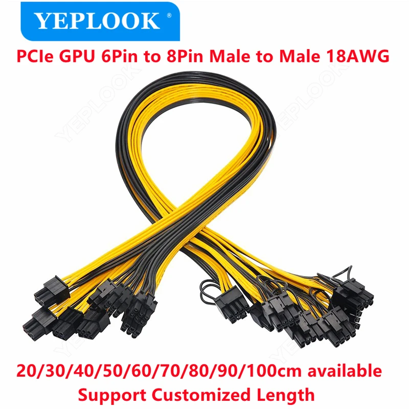 PCIe-6Pin-to-8Pin-Male-to-Male-Miner-Riser-Cable-Power-Supply-Cable ...