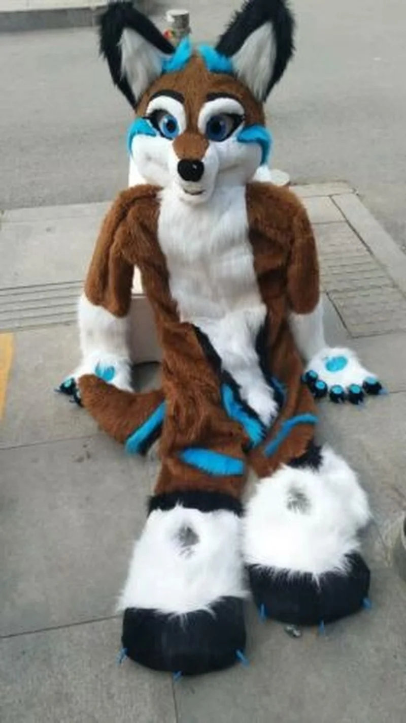 Husky Dog Beautiful Fursuit Long Hair Fox Mascot Costume Cosplay ...