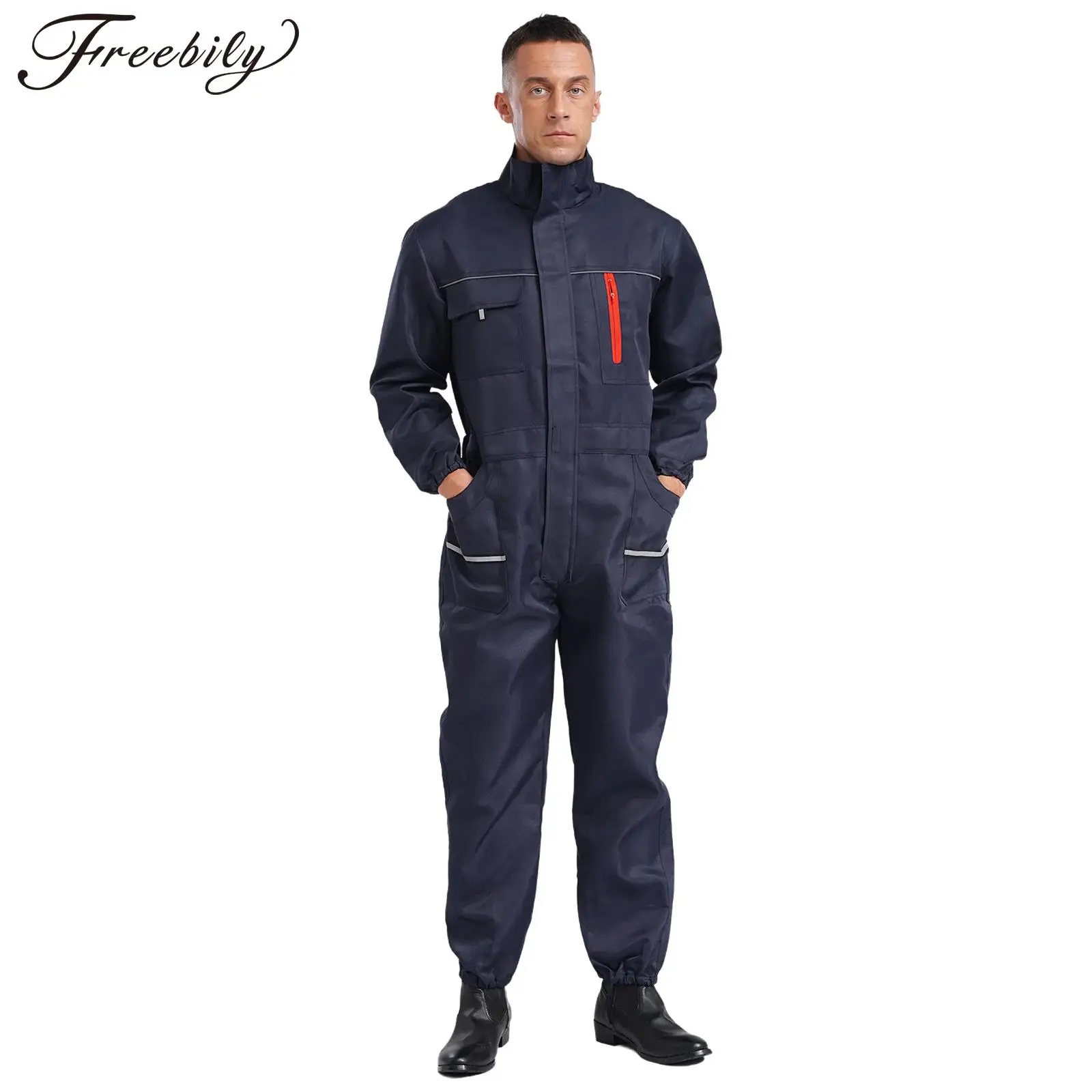 Mens Work Overall Uniform Reflective Stripes Working Coveralls ...