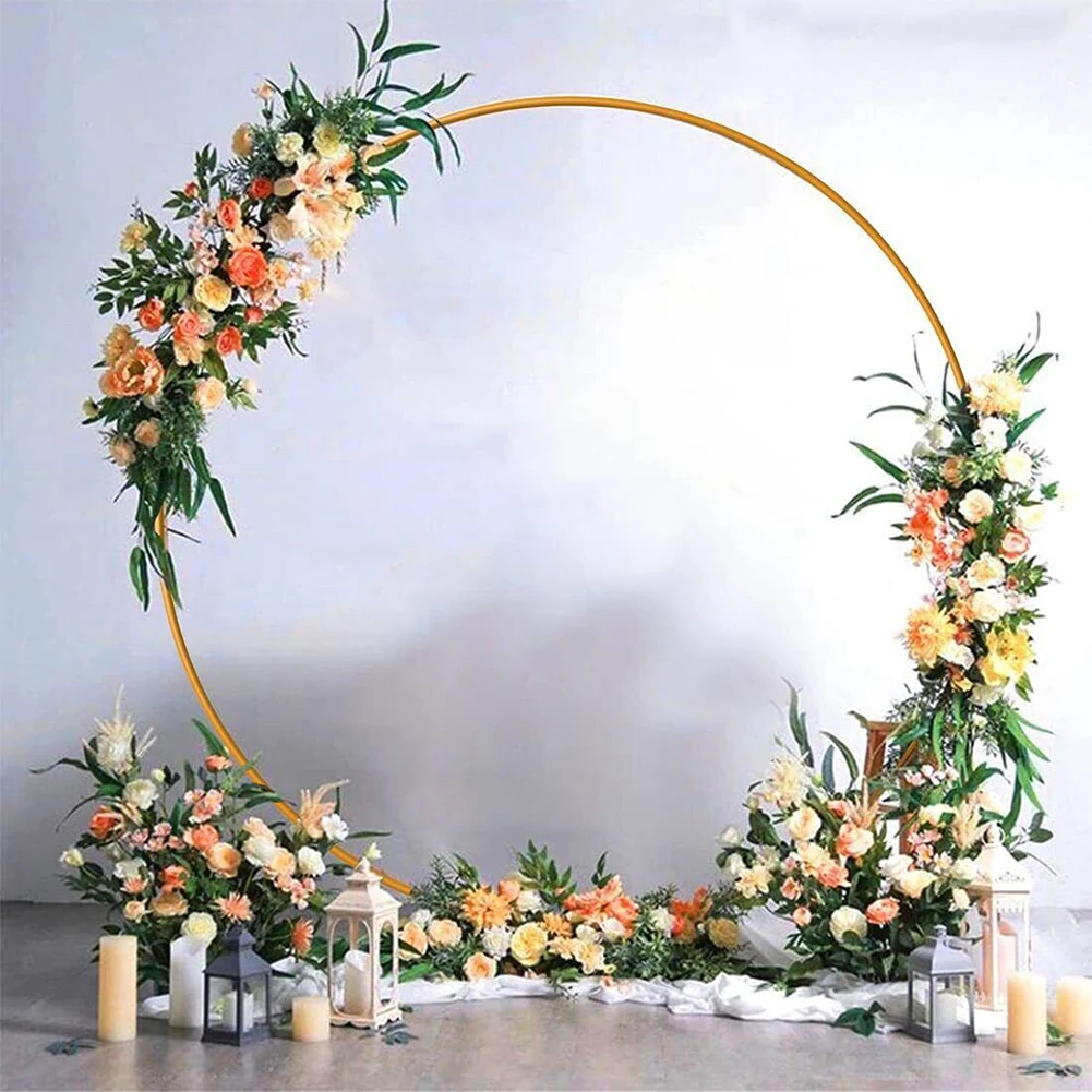 2M-Metal-Round-Wedding-Arch-Circle-Backdrop-Flower-Balloon-Display ...