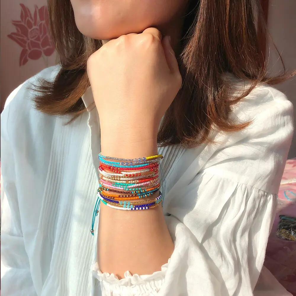 Handmade-Bohemian-Friendship-Bracelet-Ethnic-Colorful-Seed-Bead-Charm ...