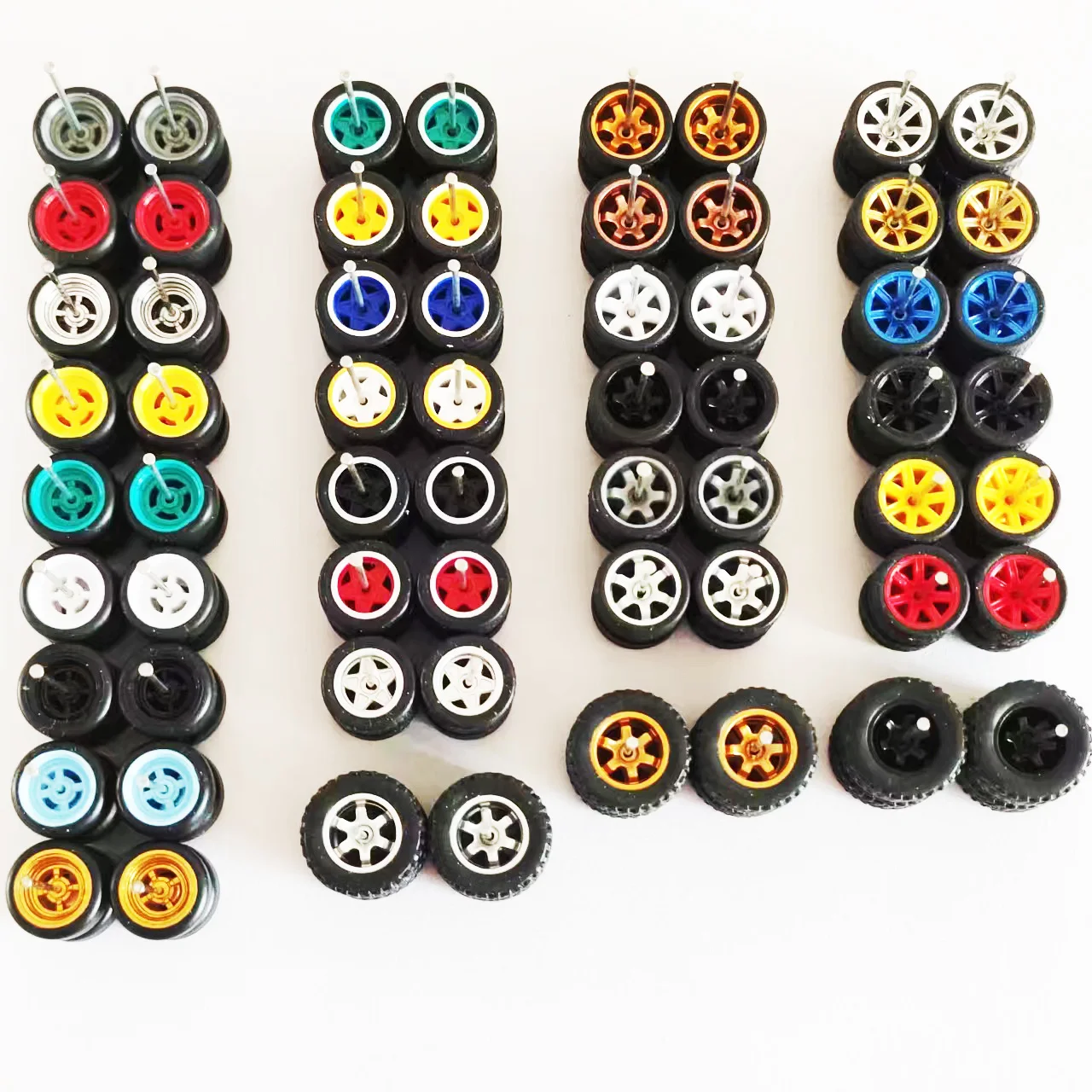 Promotion-Sale-60pcs-30-Sets-1-64-Mini-Alloy-Car-Wheels-w-Rubber-Tires ...