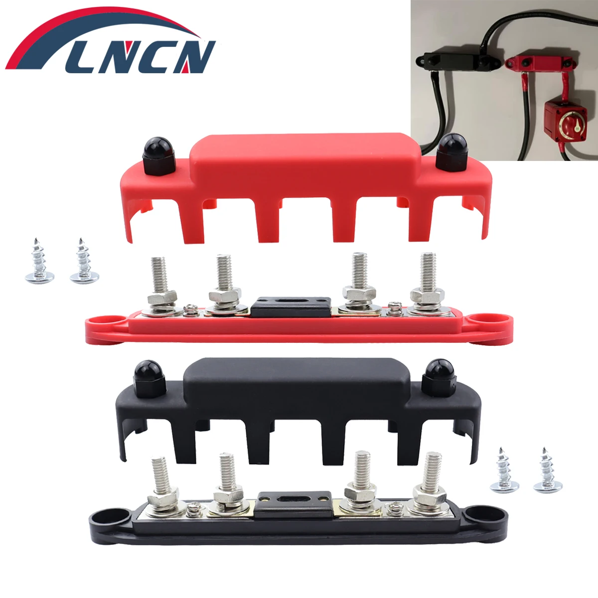 300A Bus Bar 12V-48V DC Power Distribution Block,with 300A ANL Fuse,4 x ...
