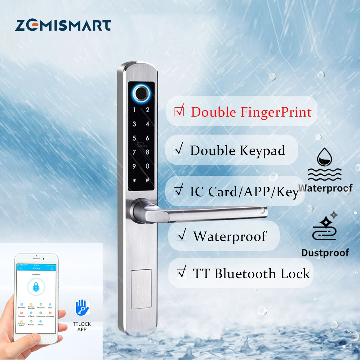 TT-Bluetooth-Dual-Side-Fingerprint-Smart-Digital-Door-Lock-Waterproof ...