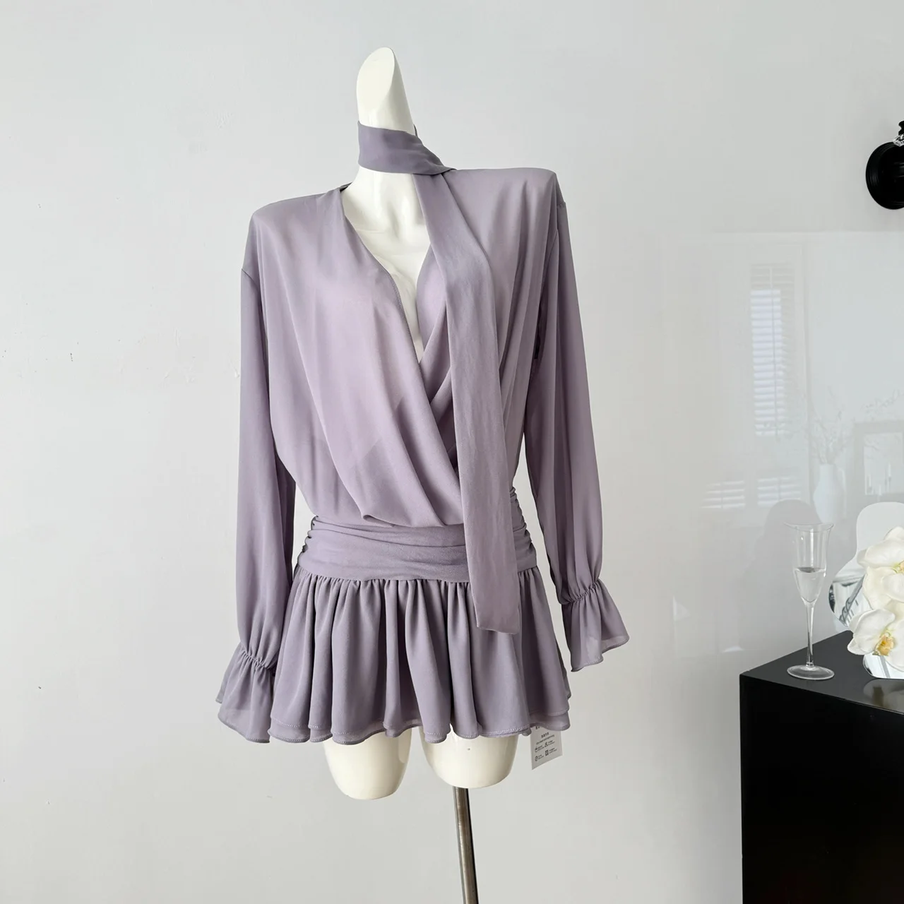 Женское шифоновое платье с длинным рукавом | AliExpress
