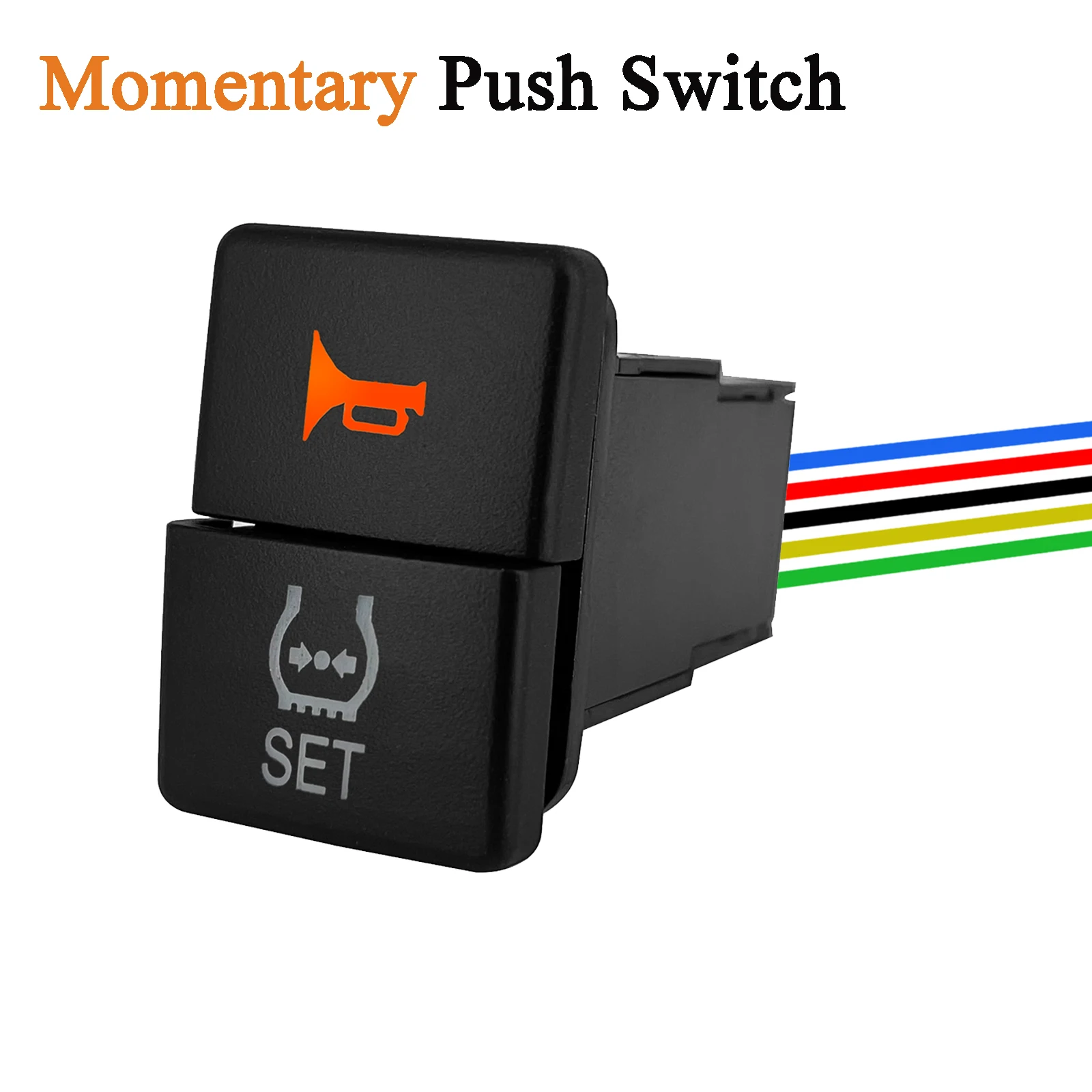 Dual-Momentary-Push-Button-Car-Switch-12V-HORN-TRUNK-MIRROR-Led-Orange ...