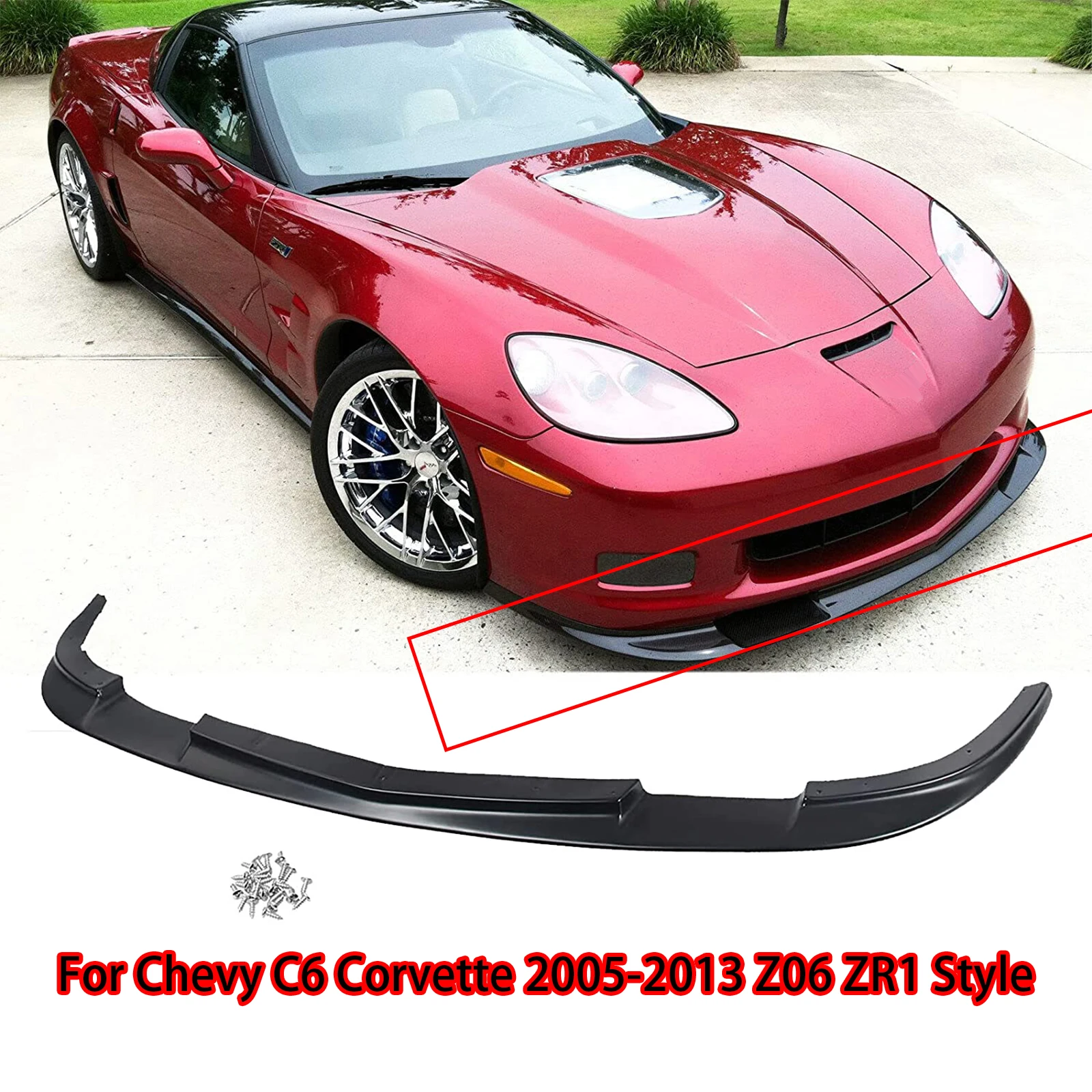 3PCS-Car-Front-Bumper-Lip-Splitter-Lip-For-Chevy-C6-Corvette-2005-2013 ...