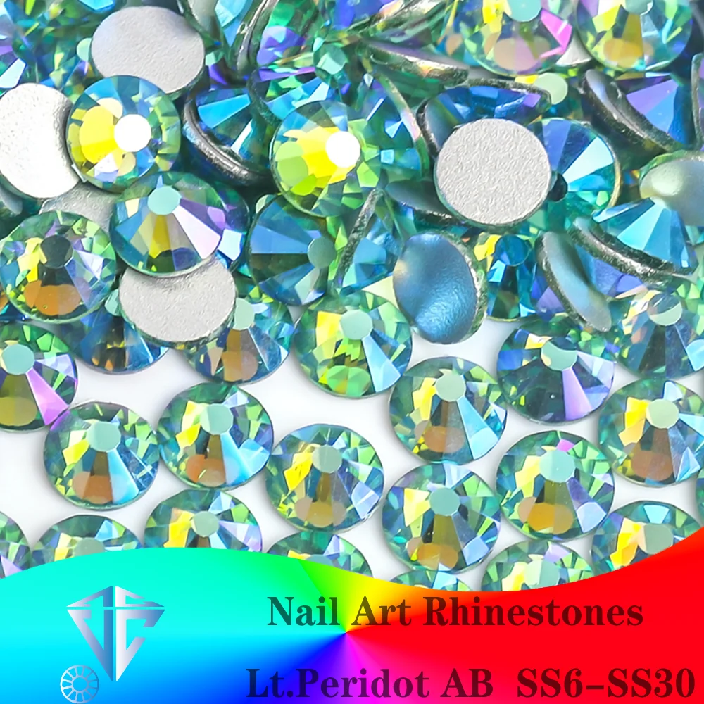 SS6-SS30 Lt Peridot AB VC стразы Non Hot Fix Rhinstone Glitter Strass ...