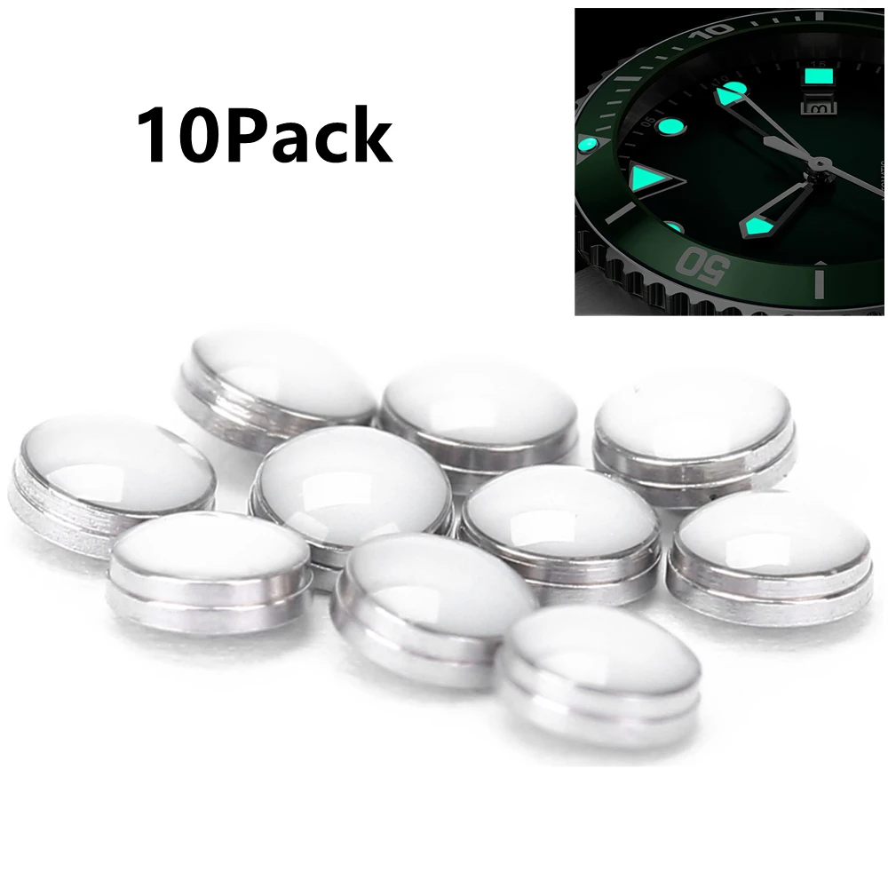 White Beads Blue Green Luminous Pip Watch Bezel Insert 12 O’Clock Lume ...