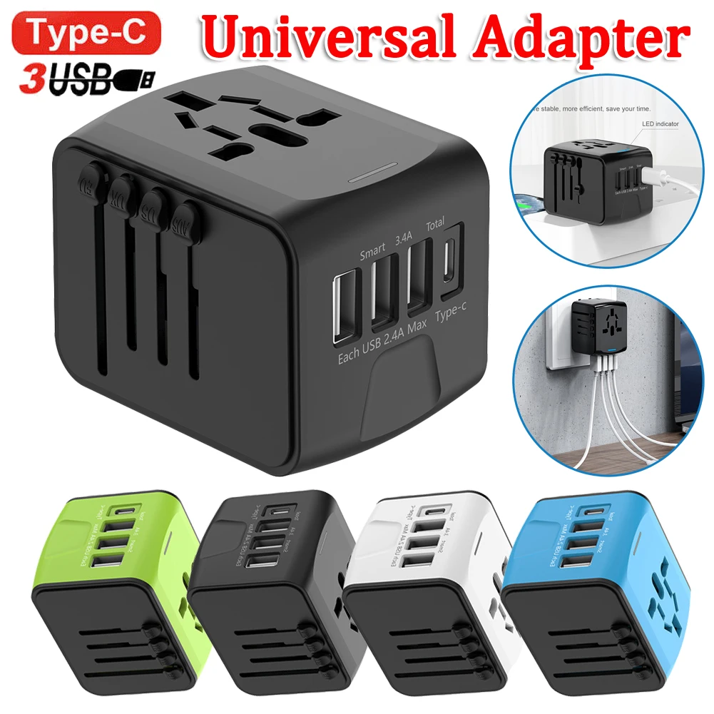 Universal-Travel-Plug-Adapter-3-USB-1-Type-C-Ports-World-Travel-AC ...