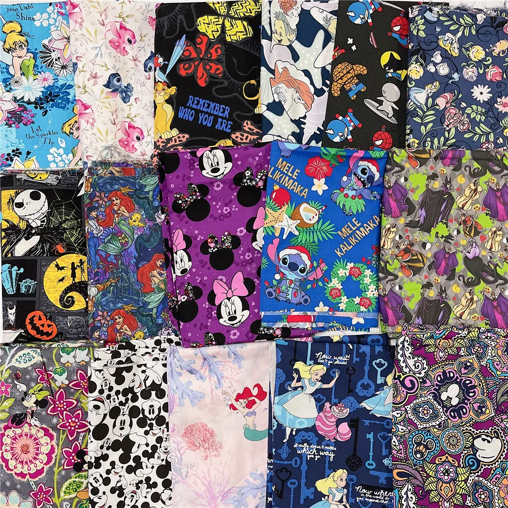 width140cm-Disney-Tinker-Bell-witch-Stitch-Cotton-fabric-Patchwork ...