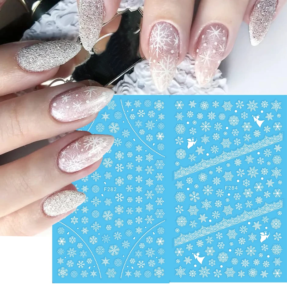 3d White Snowflakes Winter Sliders For Nail Stickers Christmas ...